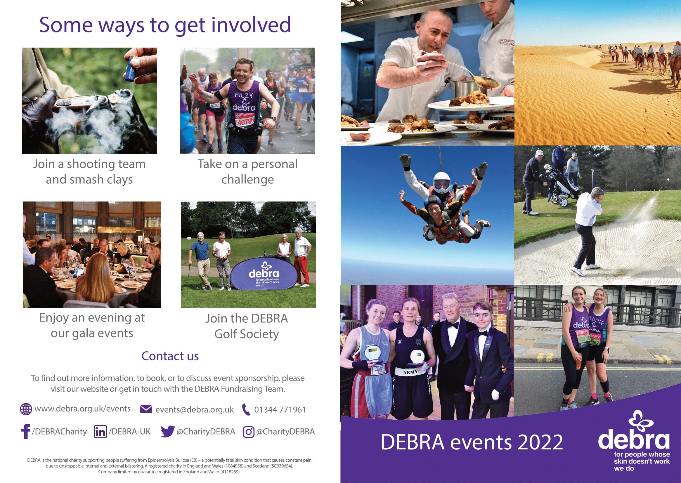 Help support your local charity DEBRA through exciting activities and ...